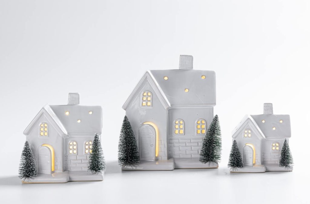 Ceramic Christmas House with LED Lights - Homey Ceramic